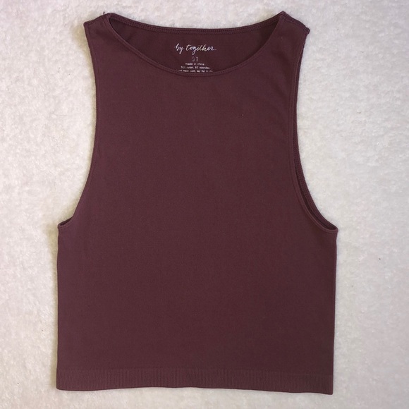 By Together | Tops | Dark Rich Purple Stretch High Neck Staple Crop Top ...